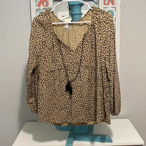 Old Navy | Tops | Old Navy Leopard Print Boho Style Shirt | Poshmark